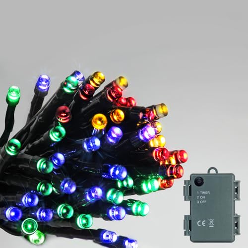 Battery Operated String Lights with Timer, Christmas Outdoor String ...