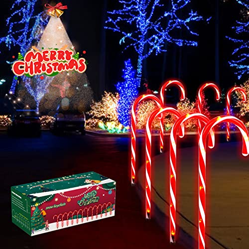 Christmas Candy Cane Pathway Marker Lights,10 Pack 21' LED Yard Lawn ...