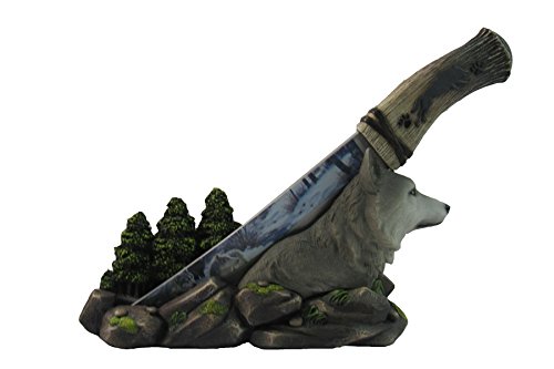 DWK - Wolf Spirit Blade - Rustic Wolf Snowy Mountain Forest Scene ...