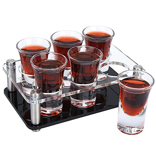 D&Z Shot Glass Server Holder with 6-Pack Shot Glasses, Acrylic Shot ...