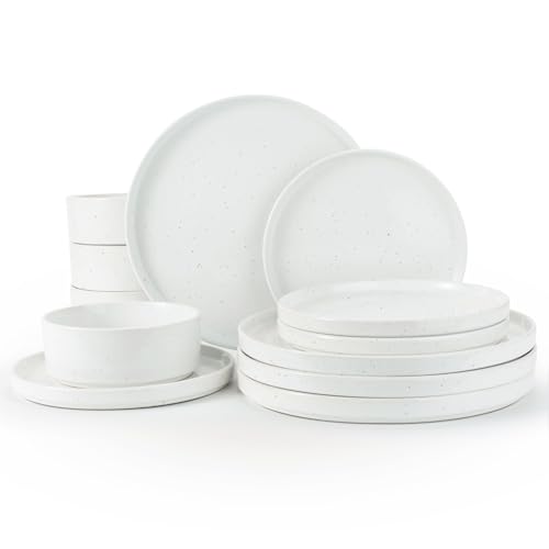 Famiware Nebula Plates and Bowls Set, 12 Pieces Dinnerware Sets, Dishes ...
