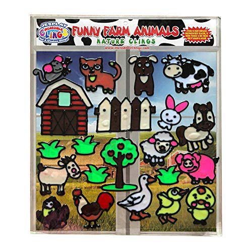 Funny Farm Animal Flexible Gel Clings - Glass Window Clings for Kids ...