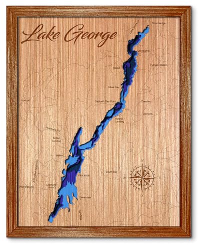 Hand Crafted, Laser-etched 3D Nautical Wood Lake Maps. Multi Layered ...