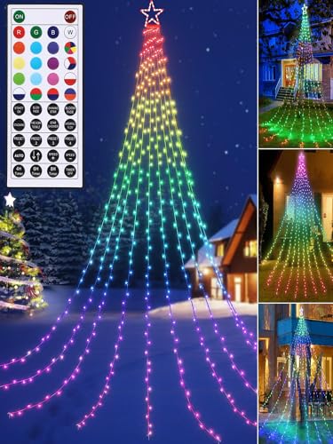 Joomer Christmas Tree Star Lights, 16.4FT Height 504LED Color Change ...