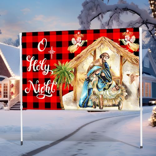 Memorywuu 24 x 36 Inches Nativity Scene Yard Sign Christmas Decorations ...