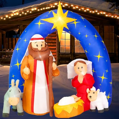 Rocinha Christmas Inflatable Nativity Scene Outdoor 7.5FT W Inflatable ...