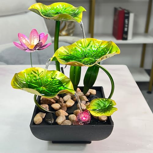 Water Fountain Indoor Waterfall Fountain Tabletop Fountain Lotus Desk ...