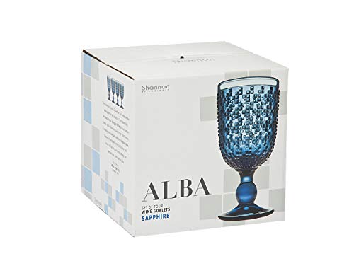 Wine Goblet Beverage Glass Cup Alba by Godinger – Blue – Set of 4